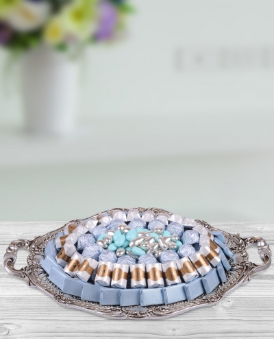 Silver Varak Eskitme Oval Tepsi | cevizagaci.com